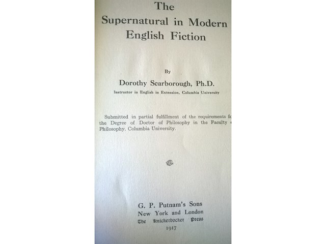 THE SUPER NATURAL IN MODERN ENGLISH FICTION-DOROTHY S.