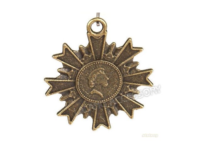 Privezak boje bronze antički medaljon 35x31mm