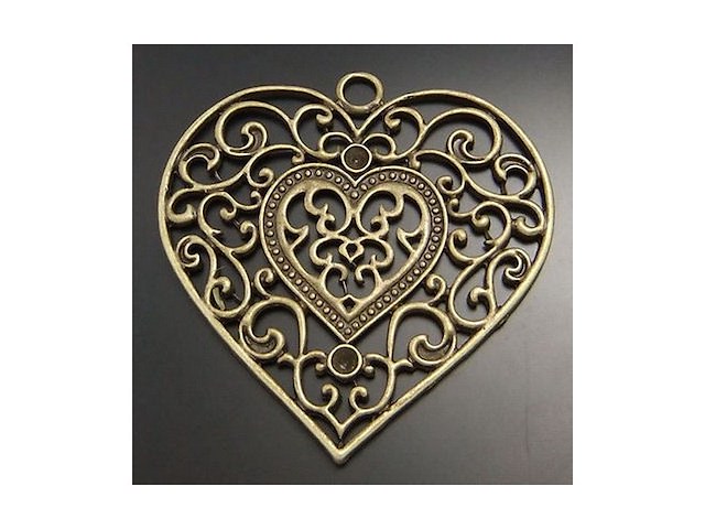 Privezak boje bronze srce 58x59mm