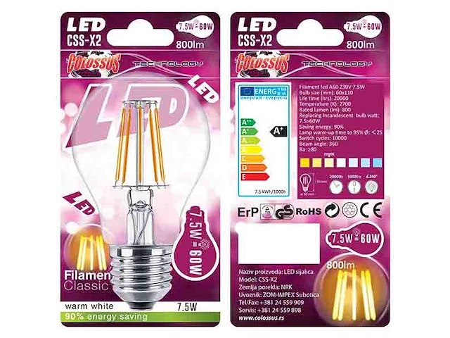 Colossus Filament LED sijalica E27 CSS-X2