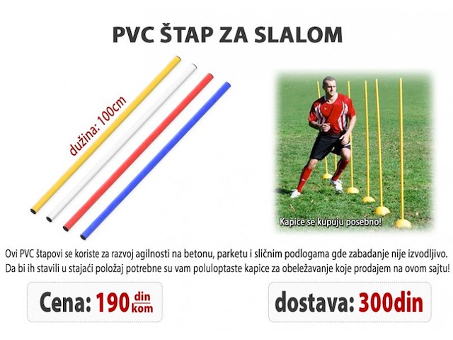 PVC štap za slalom - vežbanje agilnosti