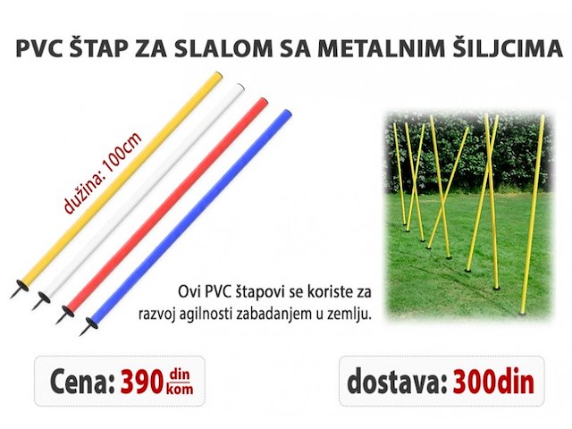 PVC štap za slalom sa metalnim šiljkom