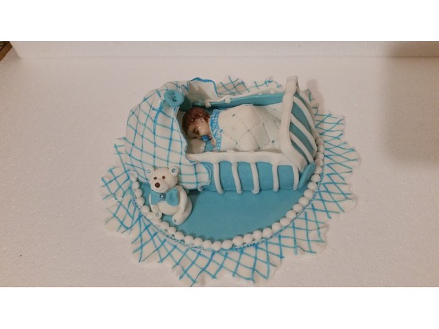 ukrasi za torte beba u kolevci na postolju sa medom