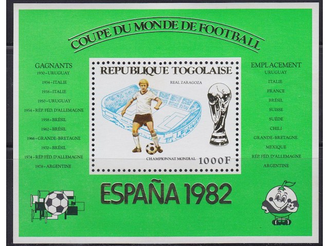Togo 1981 Espana `82 Stadion Saragose blok, čisto (**)
