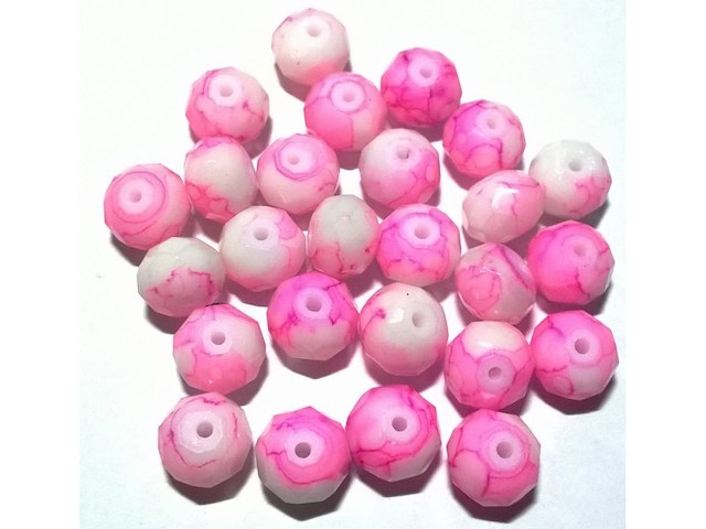 Staklene perle mermerno roze 6x8mm 5KOM