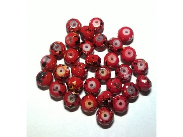 Staklene perle Crvene nepravilne 6x8mm 5KOM