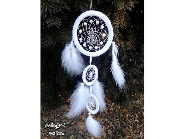 Beli hvatach snova - dream catcher - dekor