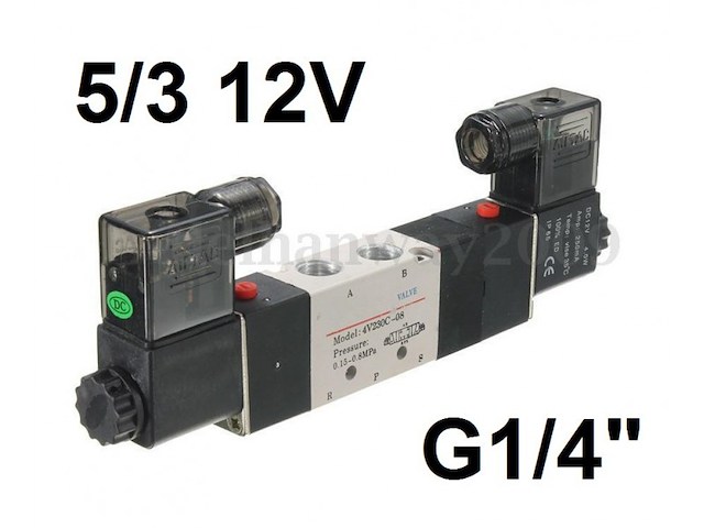 Pneumatski razvodnik elektromagnetni 5/3 G1/4″ 12VDC