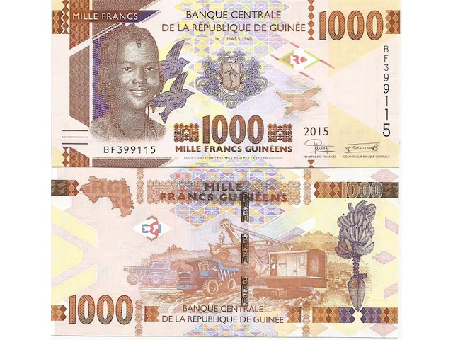 Guinea 1000 francs 2015. UNC