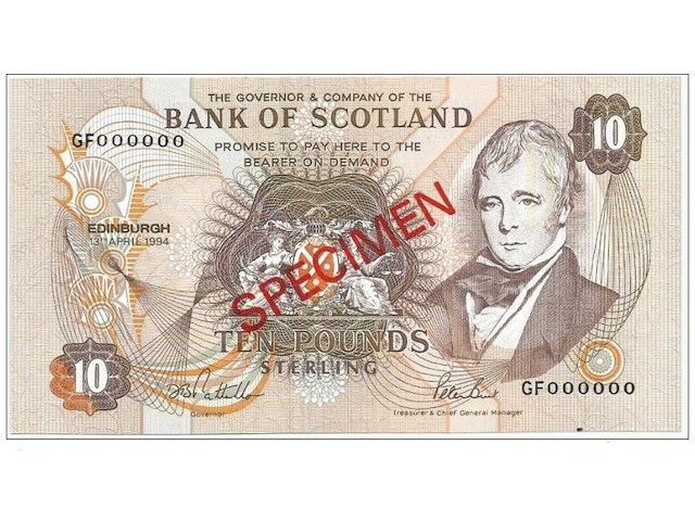 Scotland 10 pounds 1994. UNC SPECIMEN