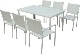Baštenski set CELTIC - Sto + 6 stolica beli ratan