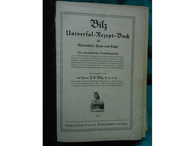 Universal Rezeptbuch von 1938 Bilz UNIVERZALNI RECEPTI