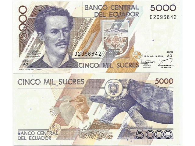 Ecuador 5000 sucres 1999. UNC