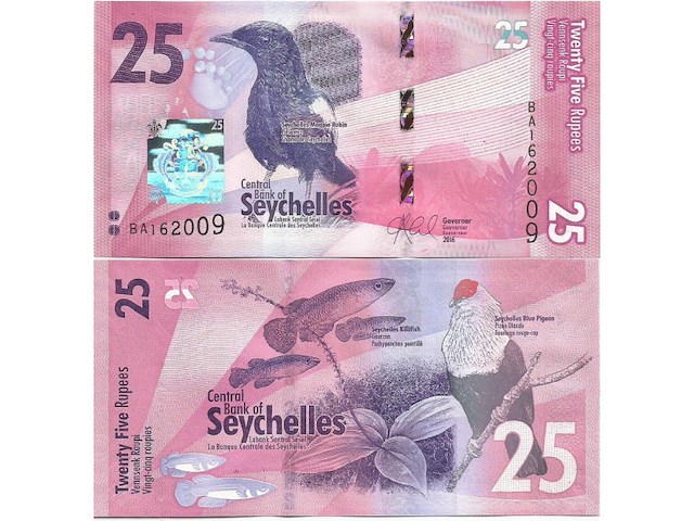 Seychelles 25 rupees 2016. UNC