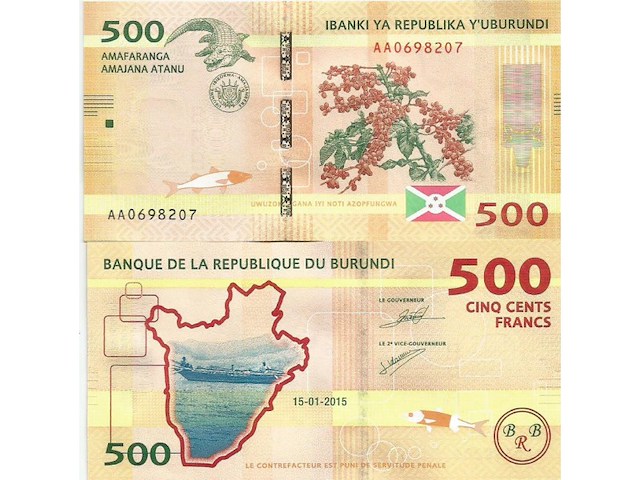 Burundi 500 francs 2015. UNC