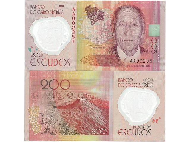 Cape Verde 200 escudos 2014. UNC polimer