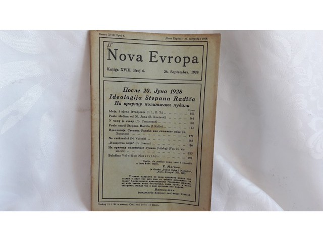 Nova Evropa broj 6 26 septembra 1928