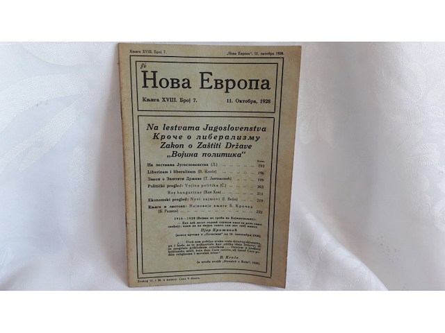 Nova Evropa broj 7 11 oktobra 1928