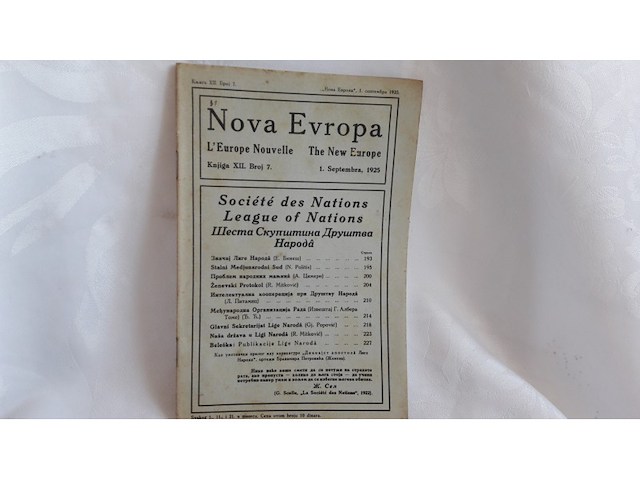 Nova Evropa broj 7 1 septembra 1925