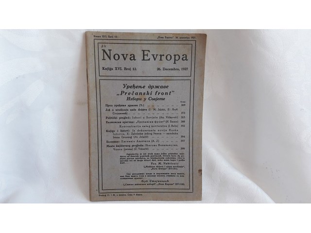 Nova Evropa broj 12 26 decembra 1927