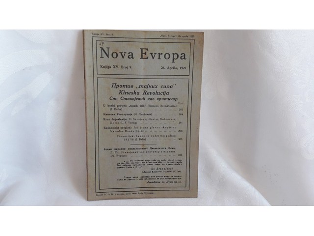 Nova Evropa broj 9n 26 aprila 1927