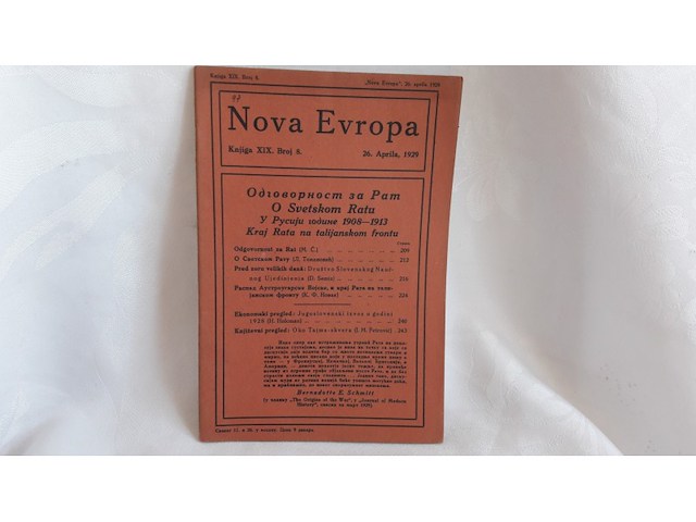 Nova Evropa broj 8 26 aprila 1929