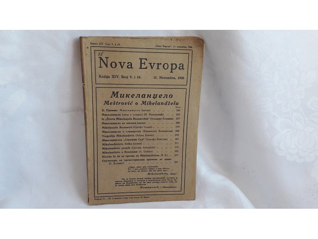 Nova Evropa broj 9 i 10 11 novembra  1926 Mikelanđelo