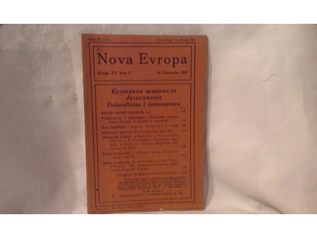 Nova Evropa broj 5 26 februar 1927