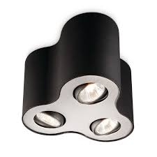 PILLAR plate/spiral black 3x50W 230V