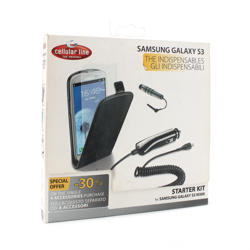 STARTER KIT Cellular Line za Samsung Galaxy S3 i9300+flip top