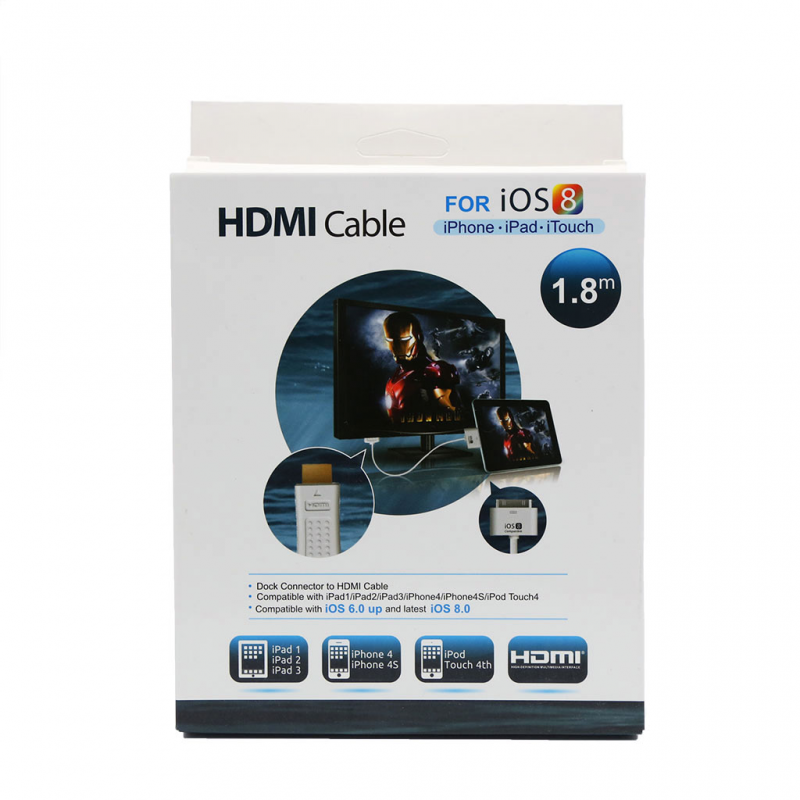 Apple dock connector to HDMI cable