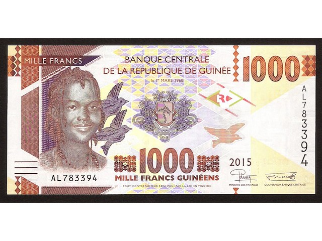 GVINEJA 1000 franaka (2015) UNC - Redizajnirana