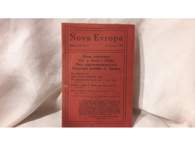 Nova Evropa broj 1 11 januara 1926