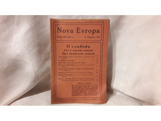 Nova Evropa broj 3 11 februara 1929