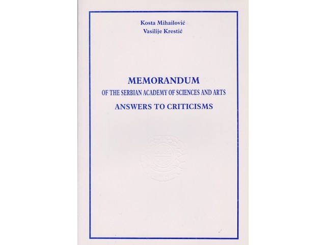 MEMORANDUM of the Serbian academy of sciences and arts