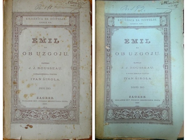 Ž.Ž.Ruso, EMIL ILI OB UZGOJU, I-II, Zagreb, 1887-88.