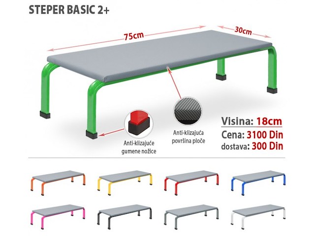 Steper za aerobik BASIC 2+ (Visina: 18cm)