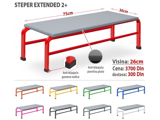 Steper za aerobik EXTENDED 2+ (Visina 26cm)