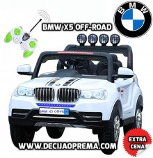 Bmw x5 off-road auto za decu na akumulator 12v dvosed beli