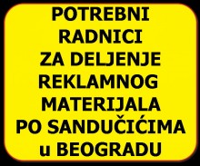 Radnici za ubacivanje reklamnog materijala - beograd