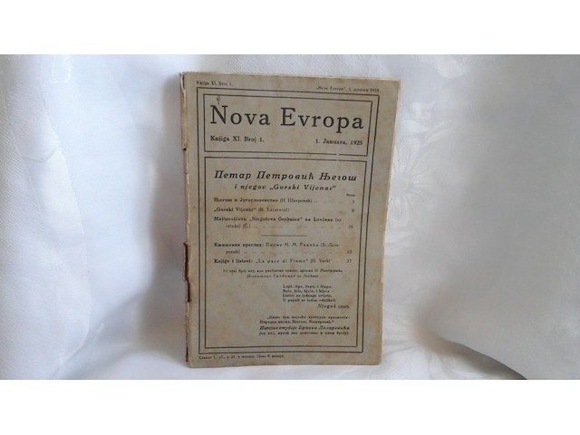 Nova Evropa broj 1 1 januara 1925