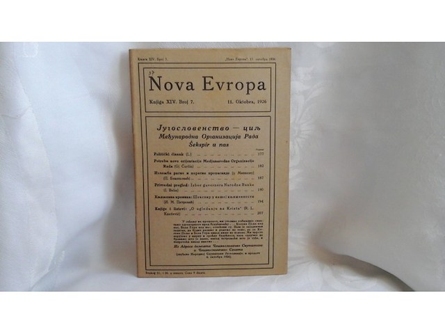 Nova Evropa broj 7 11 oktombra 1926