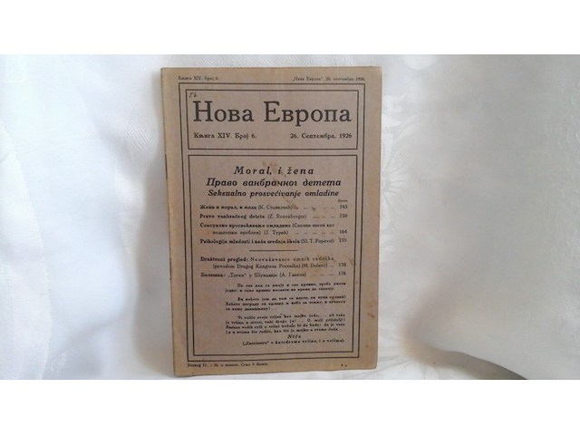 Nova Evropa broj 6 26 septembra 1926