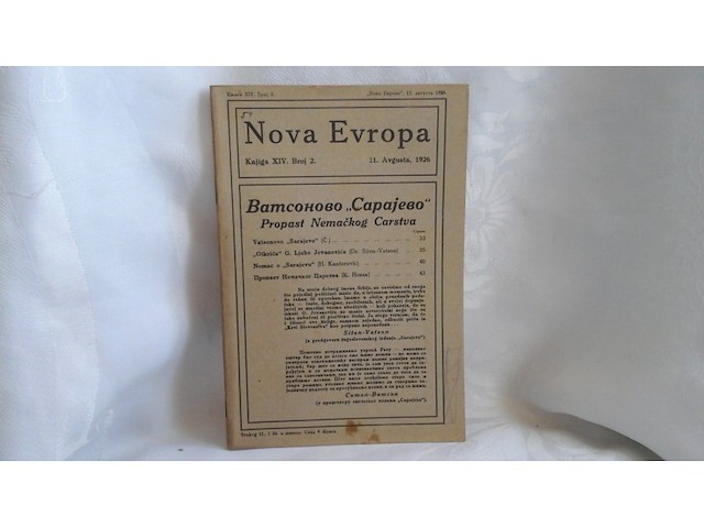 Nova Evropa broj 2 11 avgusta 1926