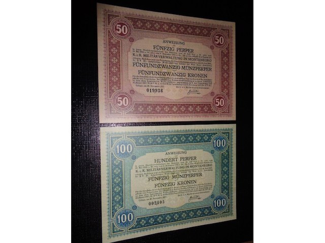 Crna Gora 1917 LOT Perpera REPLIKE UNC