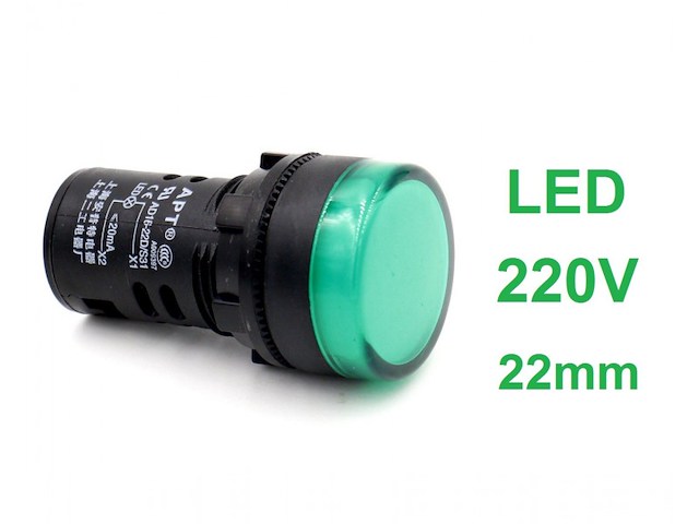 Signalna LED sijalica - 220V - Zelena - 22mm