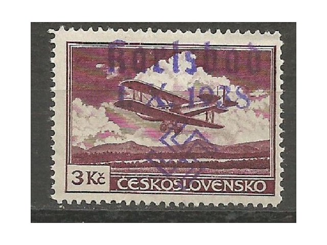 NO Čehoslovačke,Karlsbad-Avionska 3 Kč 1938.,čisto
