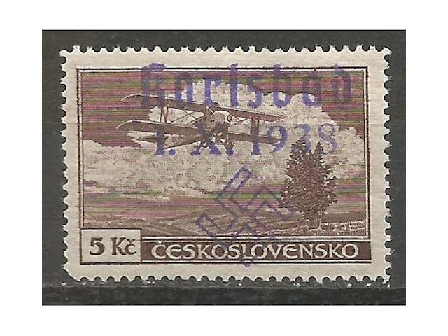 NO Čehoslovačke,Karlsbad-Avionska 5 Kč 1938.,čisto