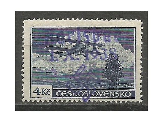 NO Čehoslovačke,Karlsbad-Avionska 4 Kč 1938.,čisto