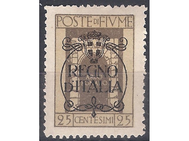 1924 - 22.febr. R.I. Rijeka sa pretiskom 25 cent MH